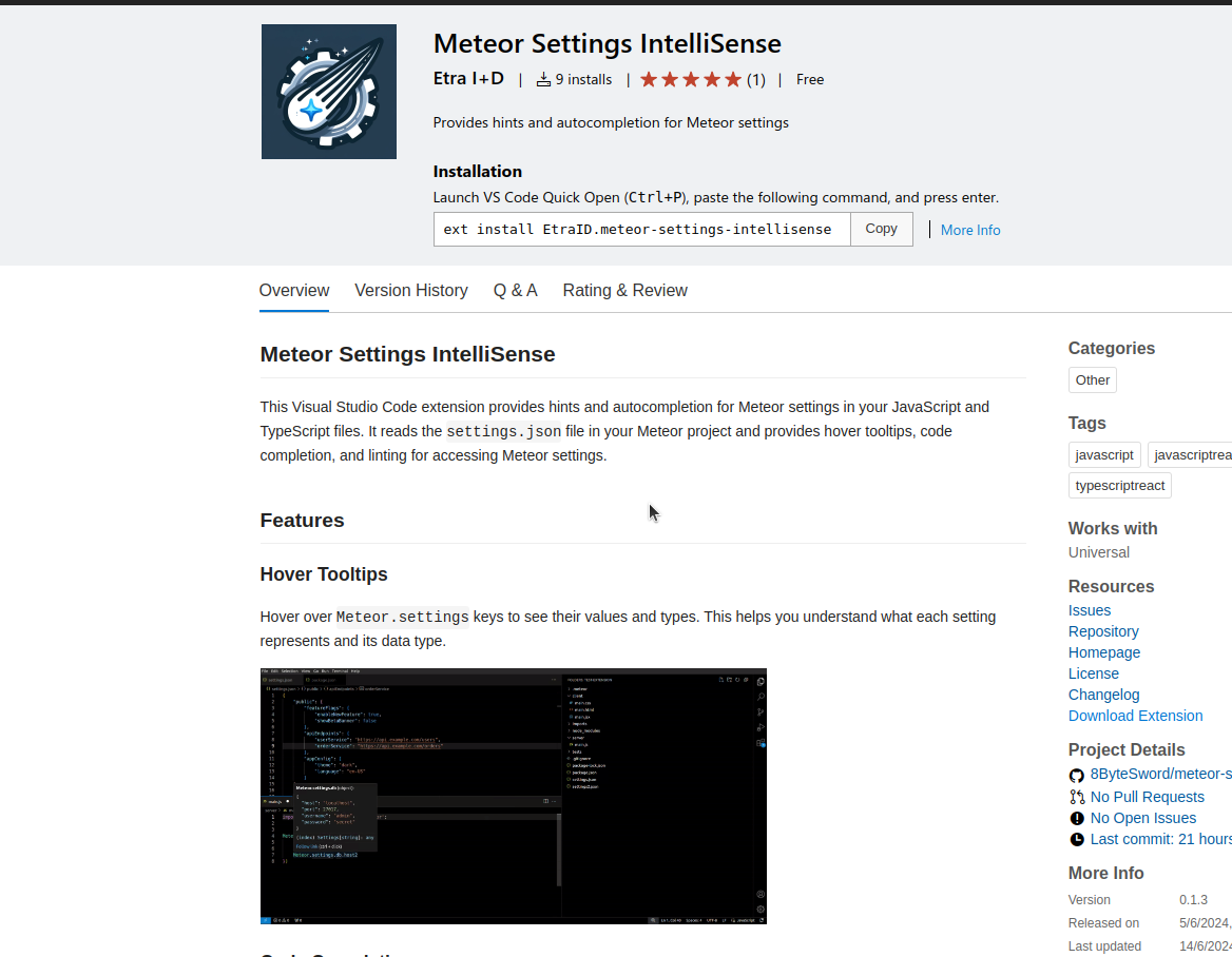 Meteor Settings IntelliSense VSCode extension - announce - Meteor Forum